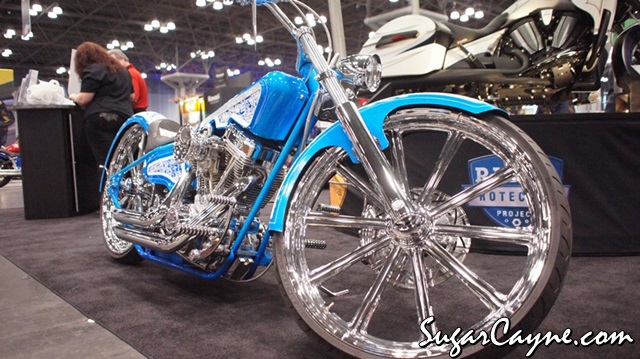 Geico Insurance Beautiful Baby Blue Custom Chopper At #NewYorkIMS
