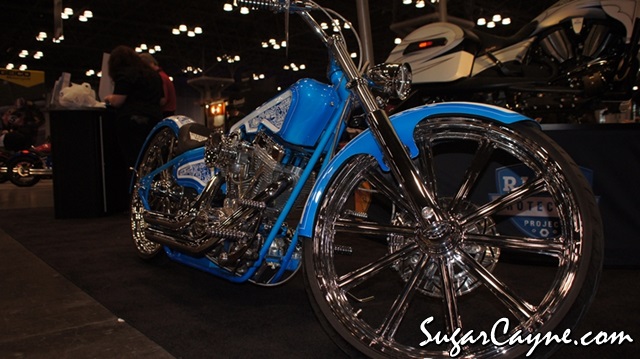 Geico Insurance Beautiful Baby Blue Custom Chopper At #NewYorkIMS