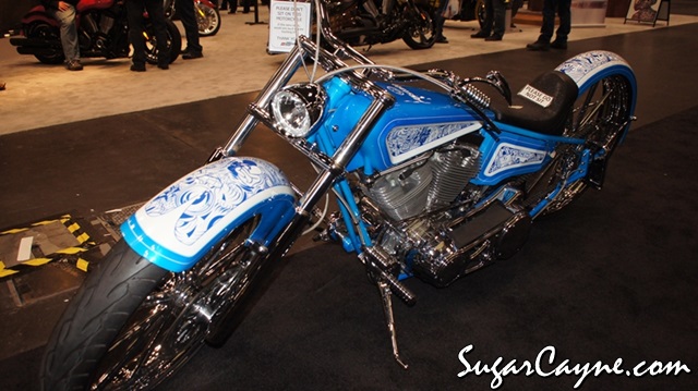Geico Insurance Beautiful Baby Blue Custom Chopper At #NewYorkIMS