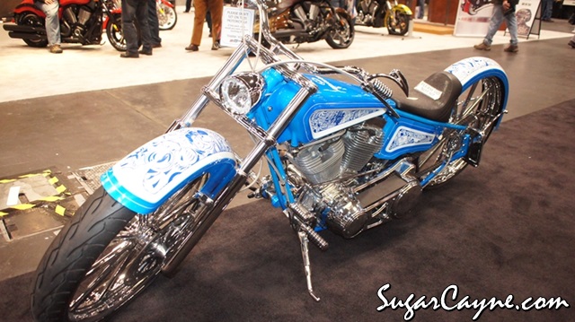 Geico Insurance Beautiful Baby Blue Custom Chopper At #NewYorkIMS