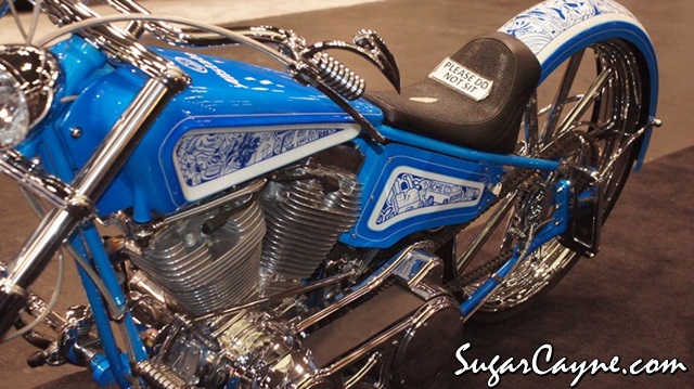 Geico Insurance Beautiful Baby Blue Custom Chopper At #NewYorkIMS