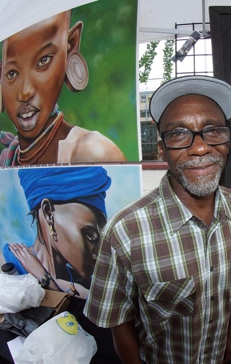 Artist Abdul Badi Explains His Works At Harlem Book Fair