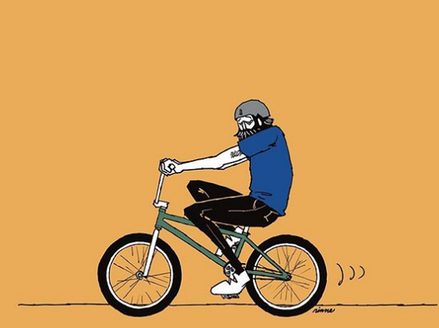 Uncle Rinne On A BMX Bike - Illustration