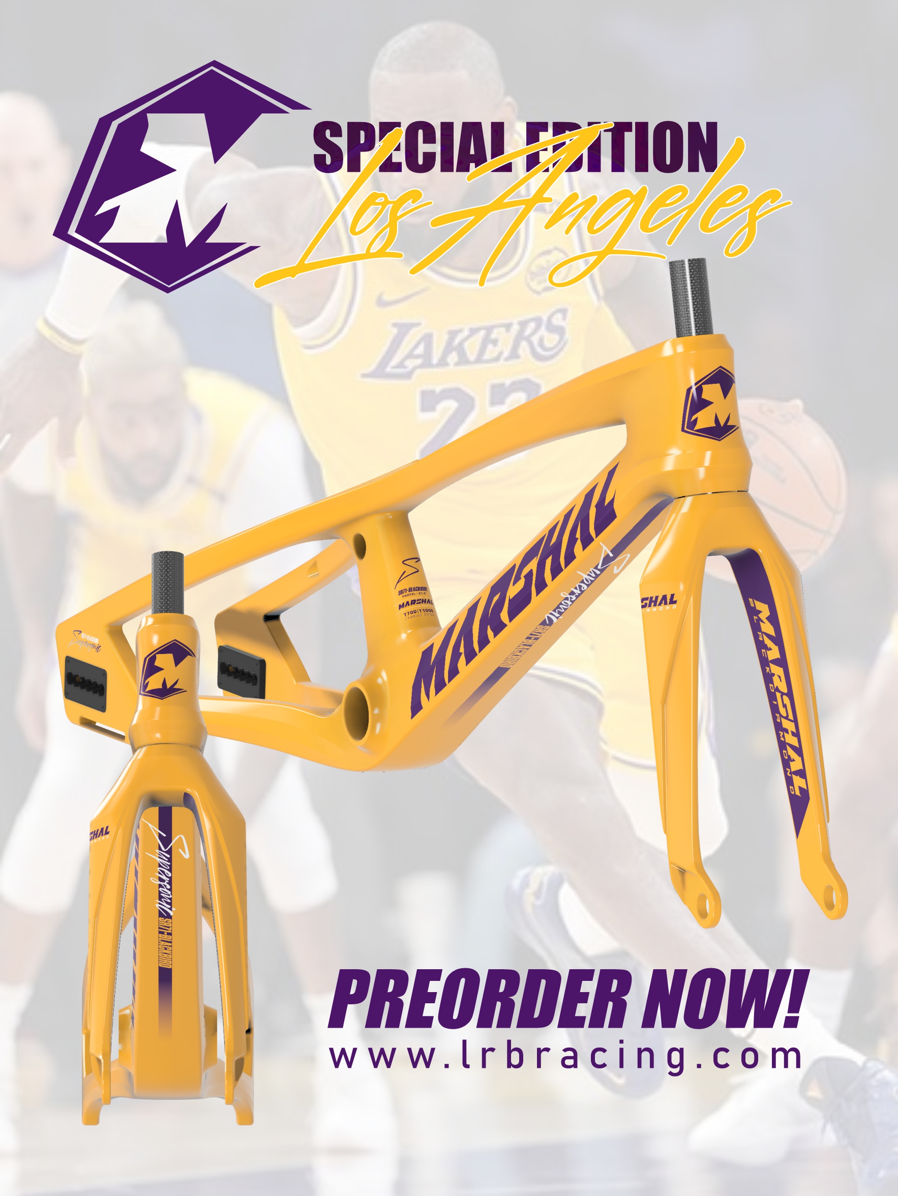 Marshal's LA Lakers Inspired Carbon BMX Racing Frame Colorway